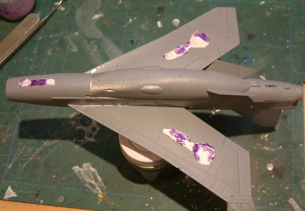 Fig 2 -Wheel bays masked with blu tac plus - Scale Modelling Now